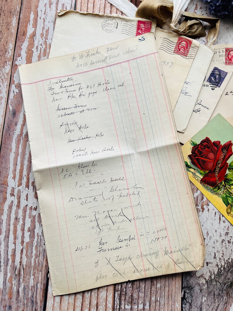 Ephemera Bundle Antique and Vintage Ledger, Envelopes, Postcards ...