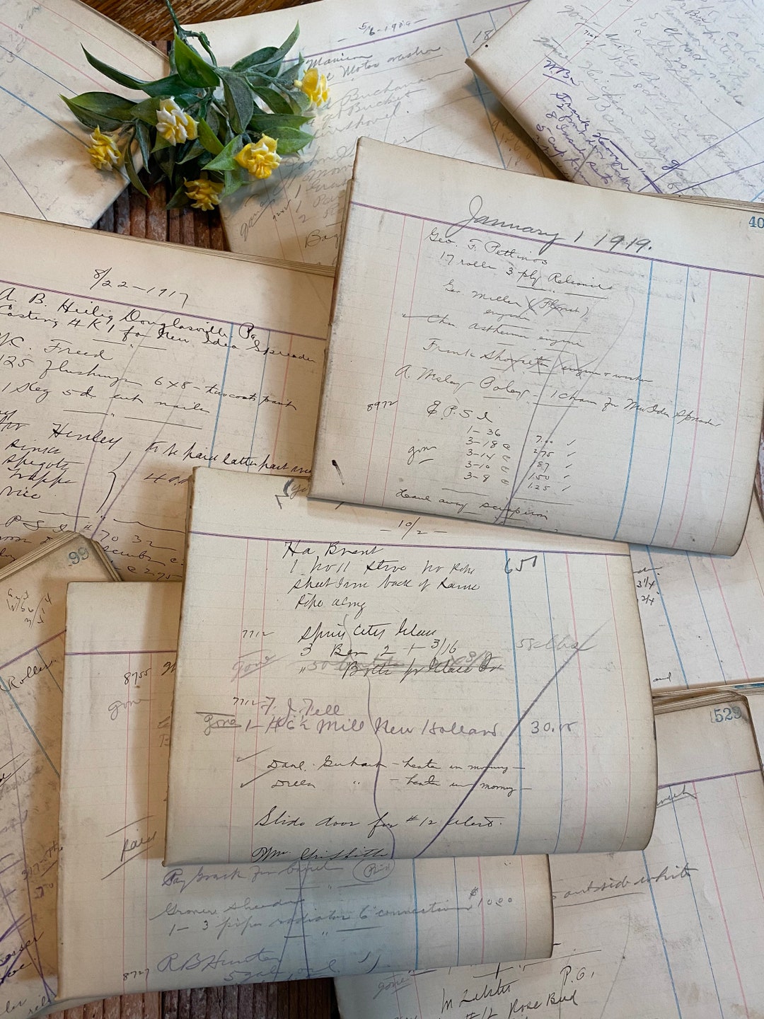 Set of 10 Double Sided Antique Ledger Pages - Etsy