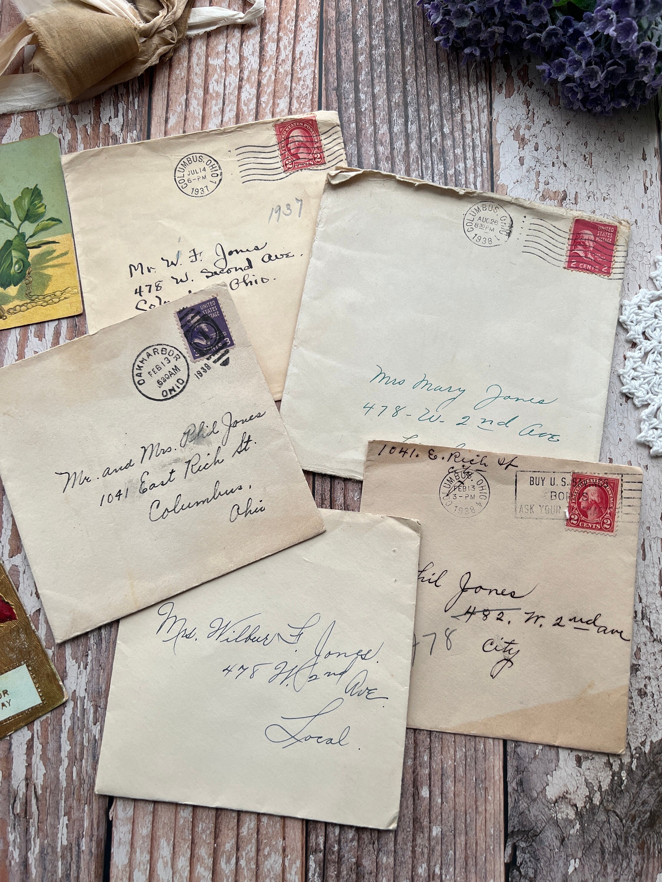 Ephemera Bundle Antique and Vintage Ledger, Envelopes, Postcards ...