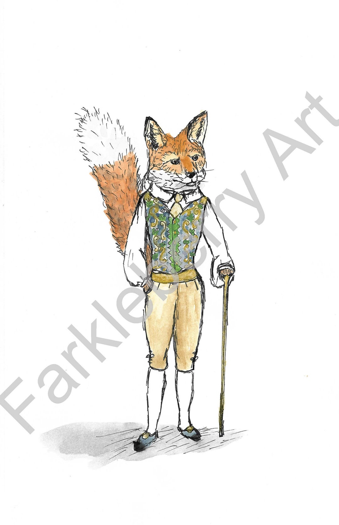 Whimsical Fancy Fox Downloadable Printable Art - Etsy