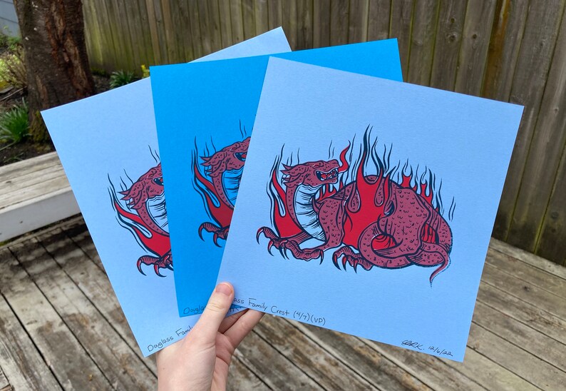 Scottish Dragon and Family Crest Screenprint - Etsy