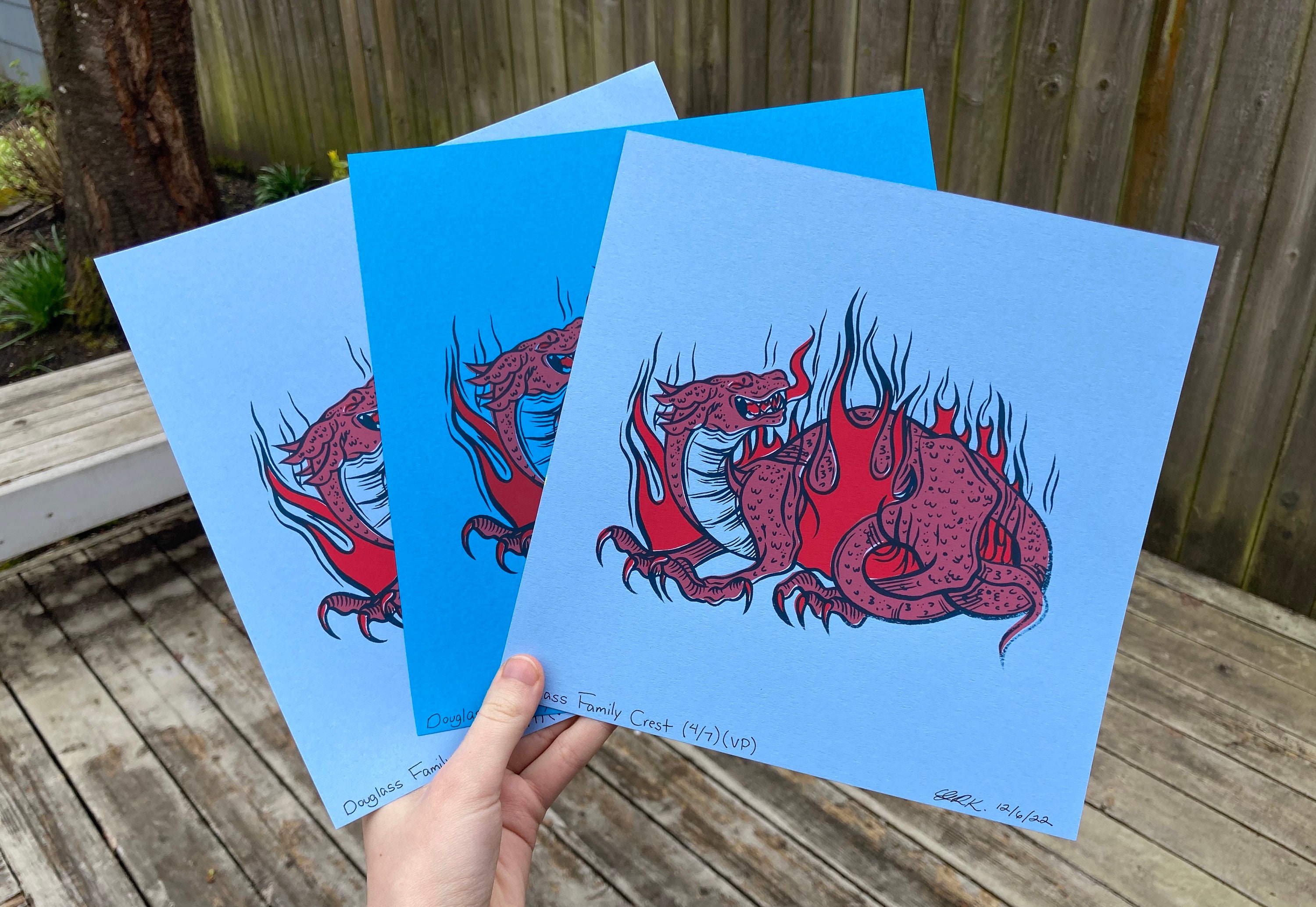 Scottish Dragon and Family Crest Screenprint - Etsy