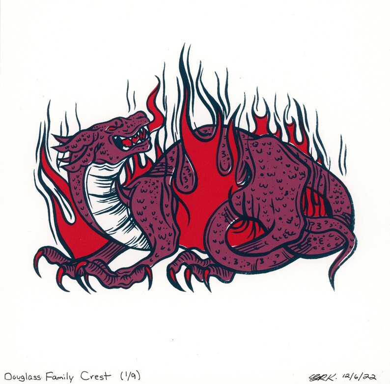 Scottish Dragon and Family Crest Screenprint - Etsy