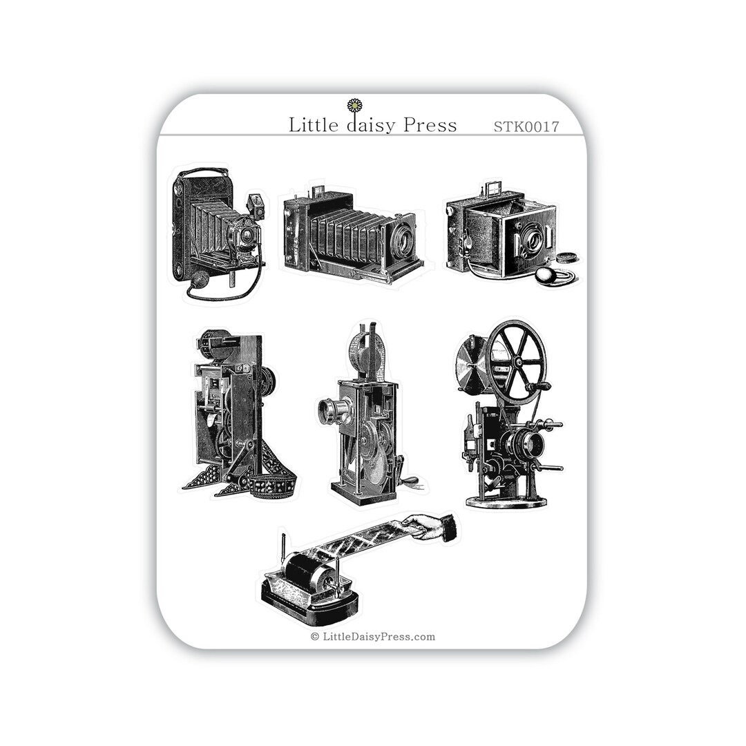 Vintage Camera Stickers, Black & White, Vintage Camera, Film Negative ...