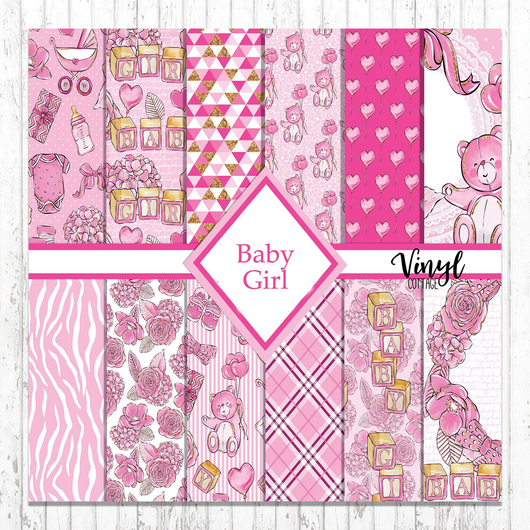 Baby Girl Pattern Vinyl Pink Zebra Print Vinyl Pink Heart | Etsy