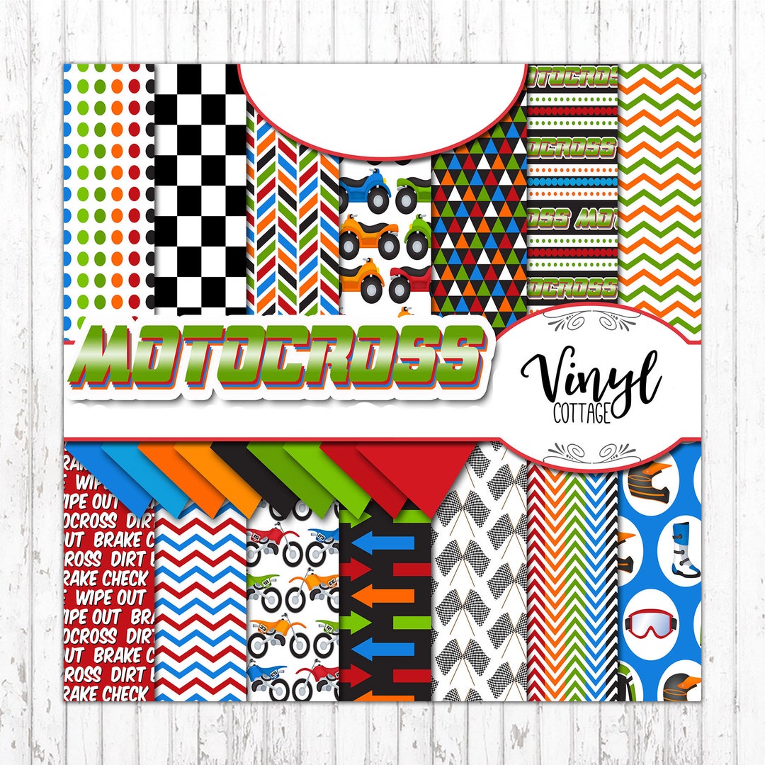 Motocross Pattern Vinyl: Dirt Bike Printed Craft Vinyl - Etsy
