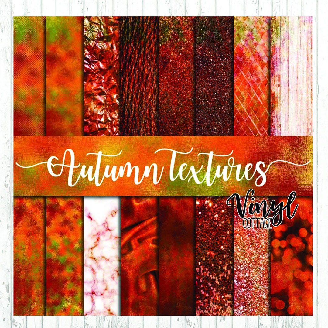 Autumn Texture Pattern Vinyl, Fall Amber Glitter Print Vinyl, Printed ...
