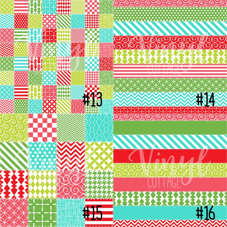 Christmas Patchwork Pattern Vinyl Red Green Quilt Print - Etsy