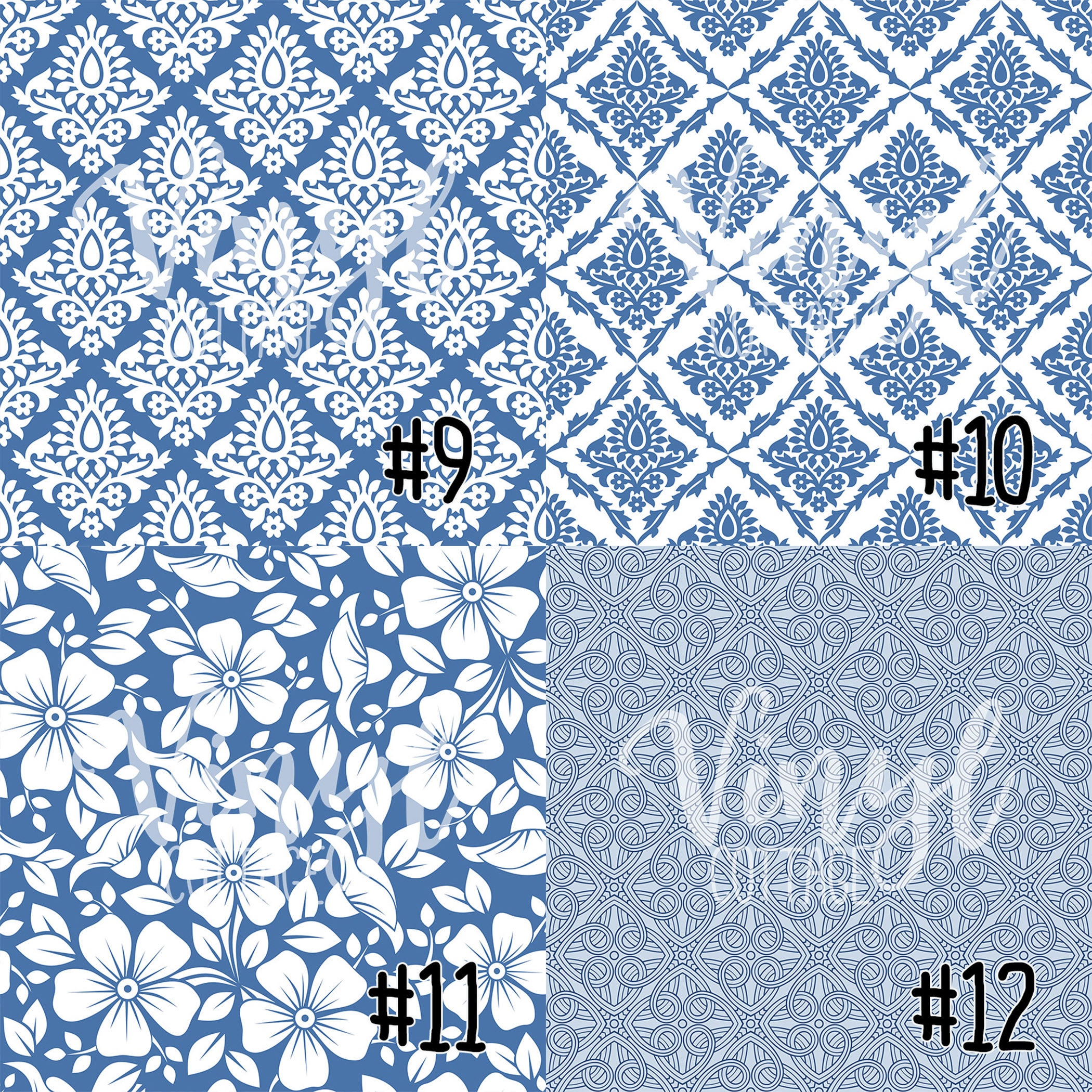 Vintage Blues Pattern Vinyl Blue Damask Heat Transfer Vinyl - Etsy