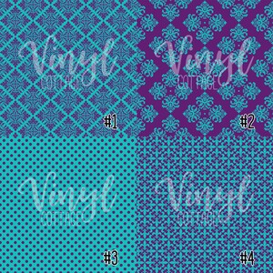 Turquoise an Purple Print Vinyl, Damask Print HTV, Mint Chevron Pattern ...