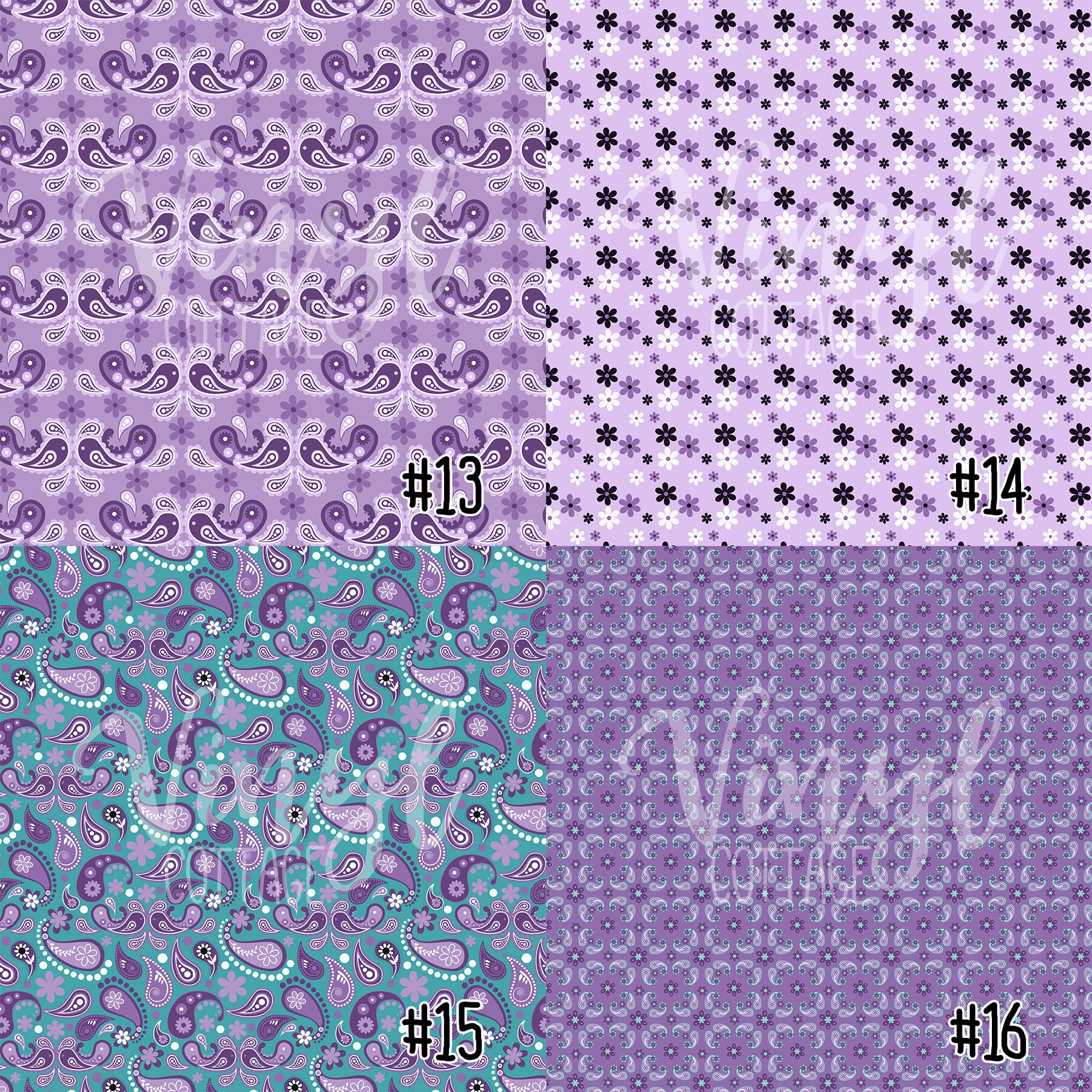 Purple Paisley Pattern Vinyl, Purple and Mint Print Vinyl, Turquoise ...