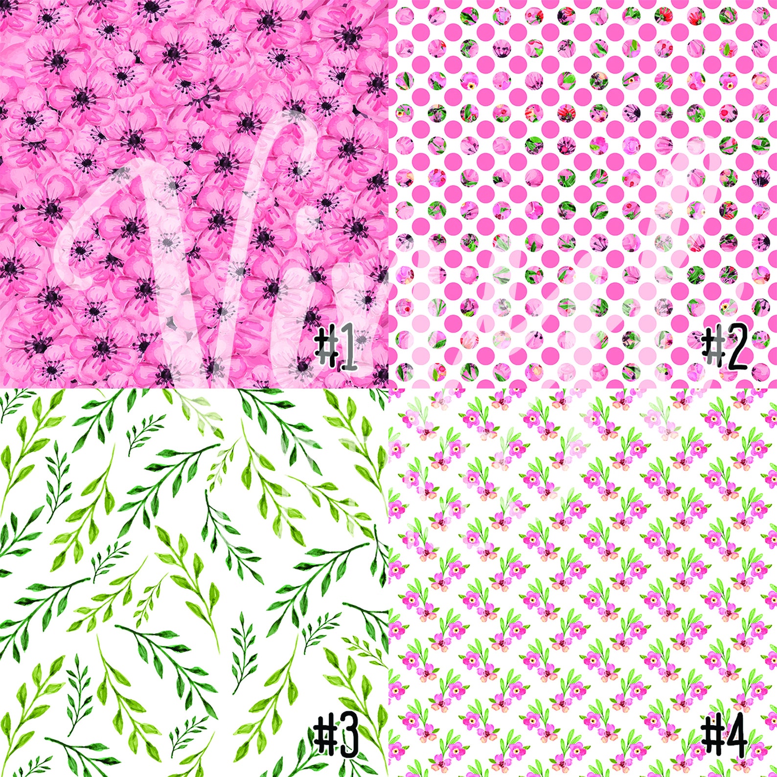 Pink Garden Floral Pattern Vinyl Flowers Printed Vinyl - Etsy