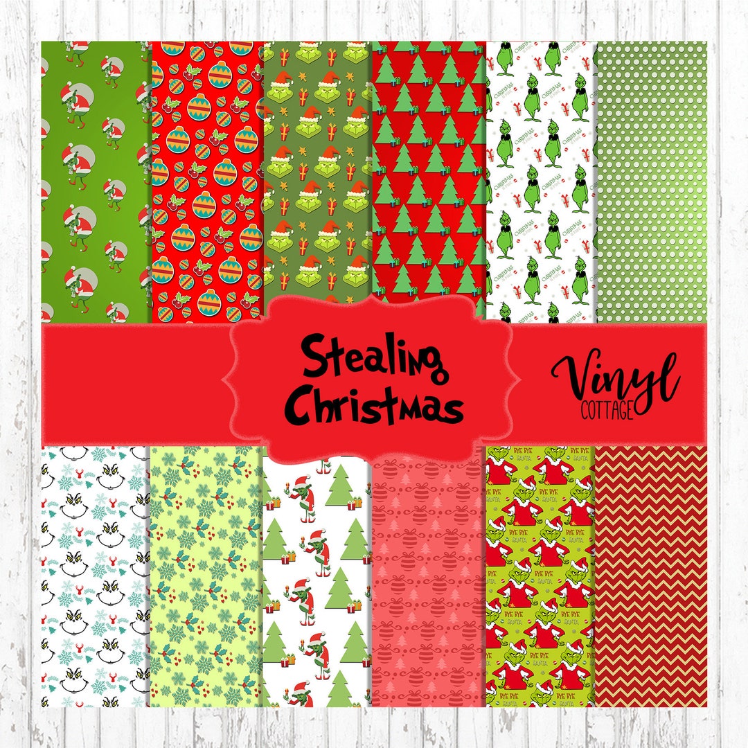 Stealing Christmas Pattern HTV: Red & Green Heat Transfer Vinyl - Etsy