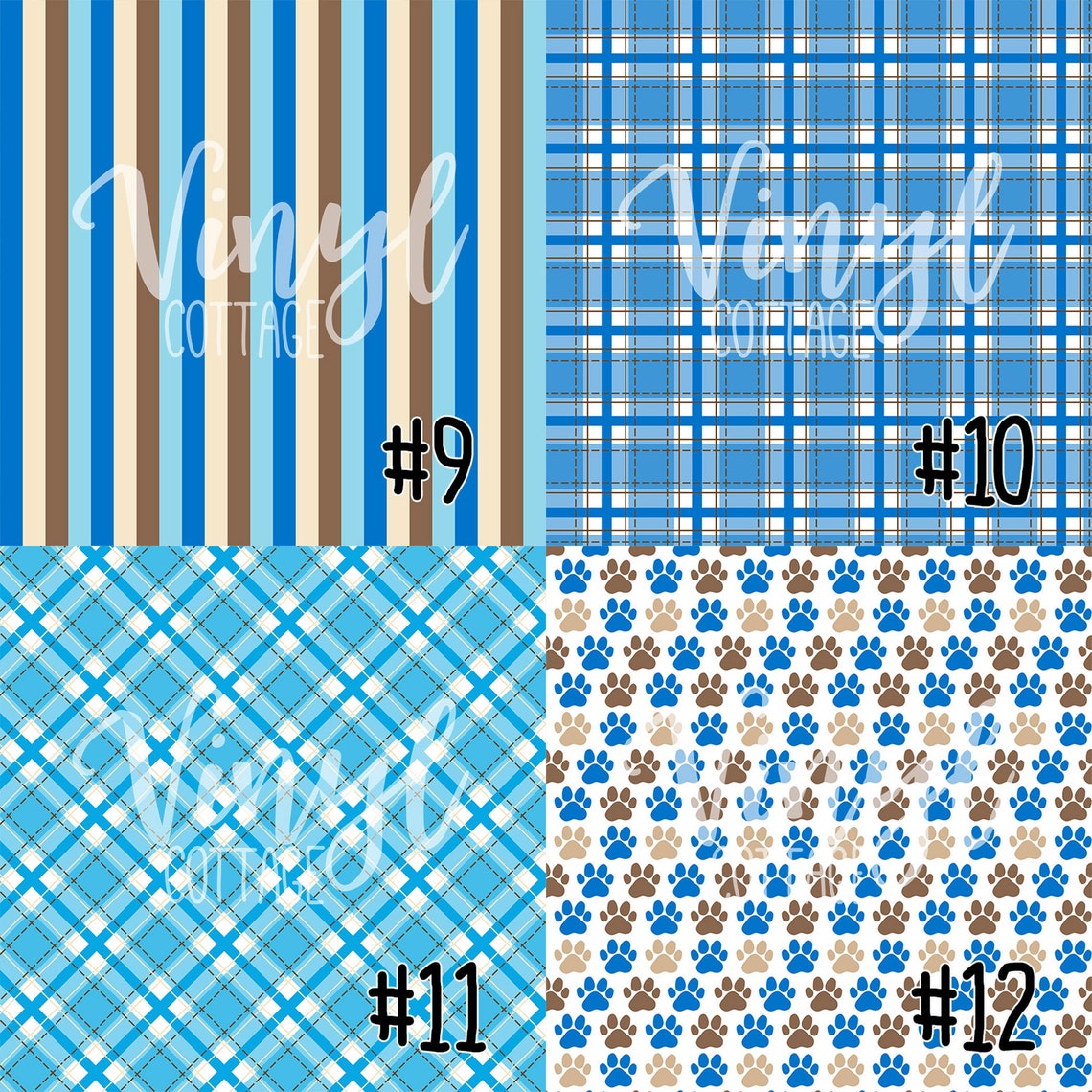 Pups in Blue Paw Print Pattern Dog Bones Heat Transfer - Etsy