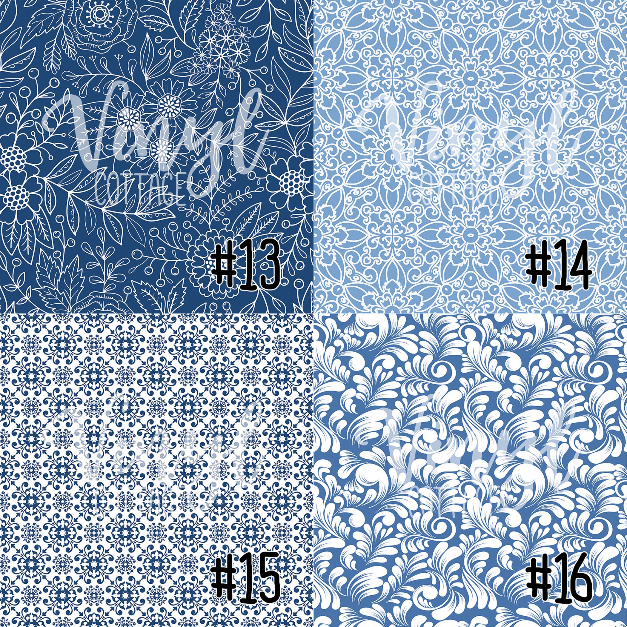 Vintage Blues Pattern Vinyl Blue Damask Heat Transfer Vinyl - Etsy