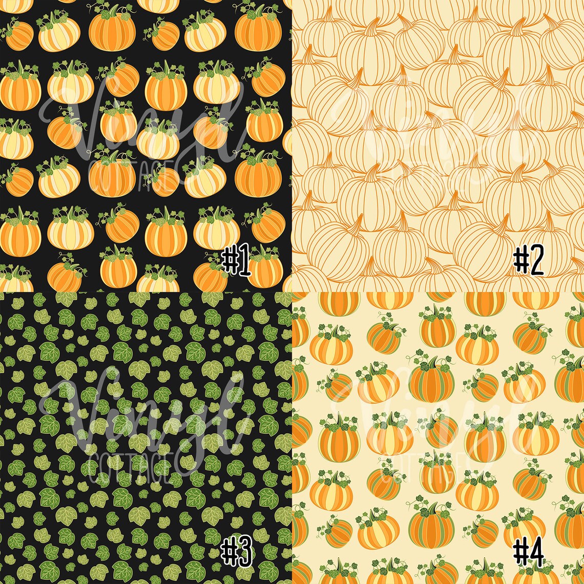 Pumpkin Print Vinyl, Fall Pumpkins Print HTV, Chevron Pattern Heat ...