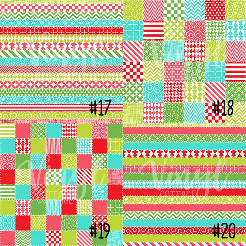 Christmas Patchwork Pattern Vinyl Red Green Quilt Print - Etsy