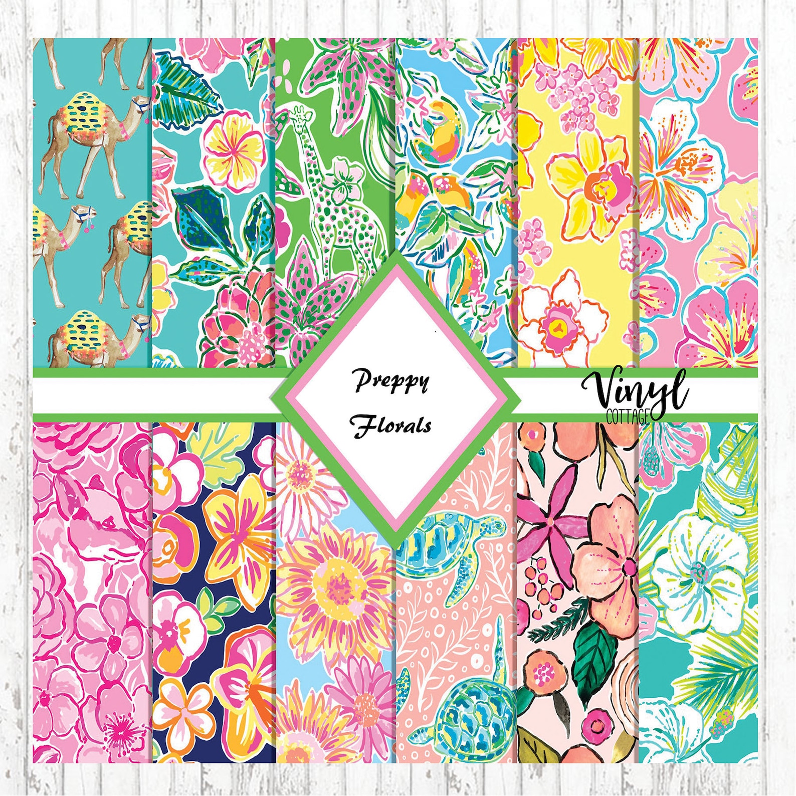 Preppy Florals Print Vinyl Lilly Inspired Print HTV Sea - Etsy