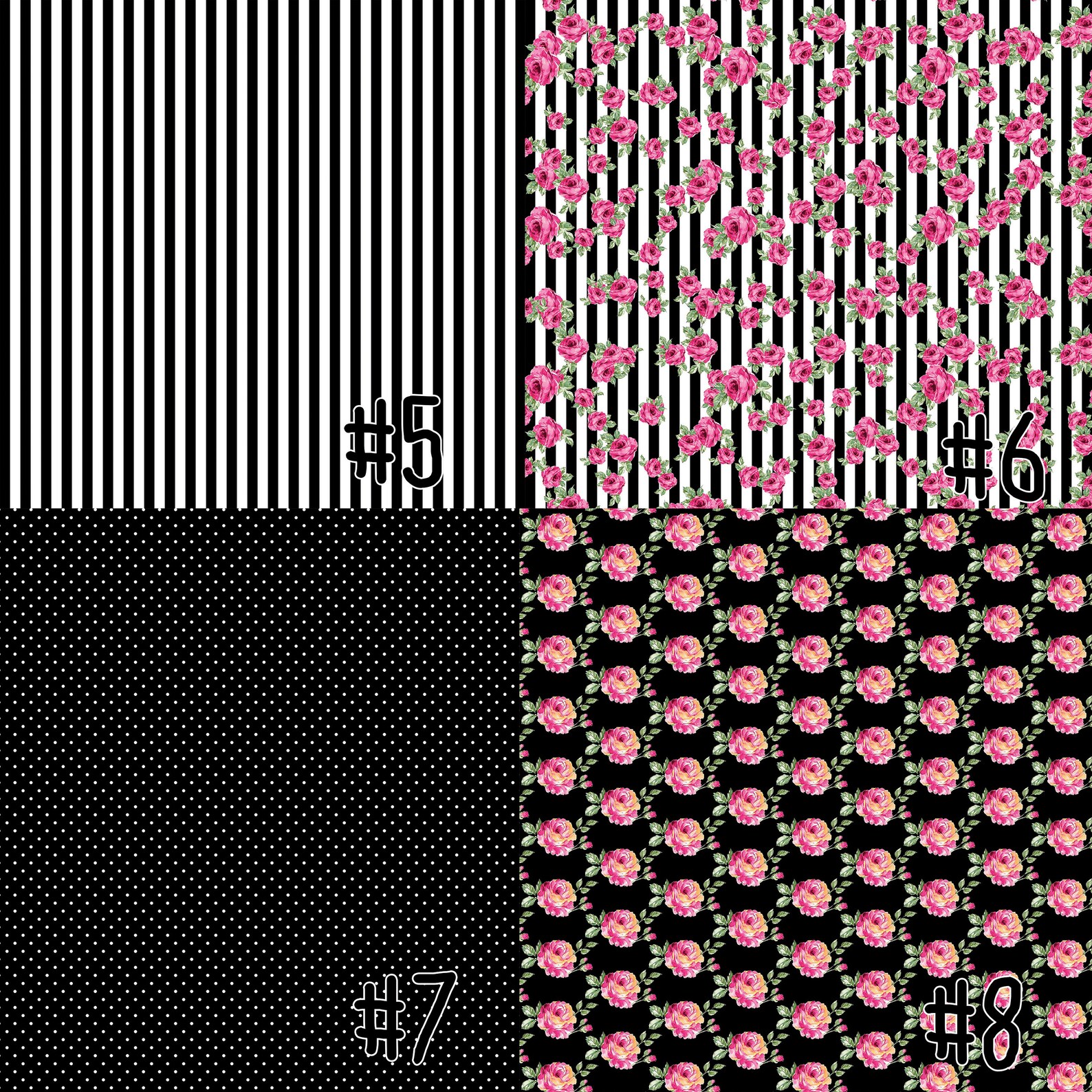 Black and Pink Print Vinyl Pink Roses Floral Print HTV - Etsy