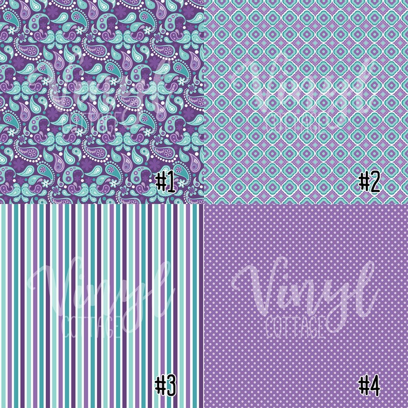 Purple Paisley Pattern Vinyl Purple and Mint Print Vinyl - Etsy