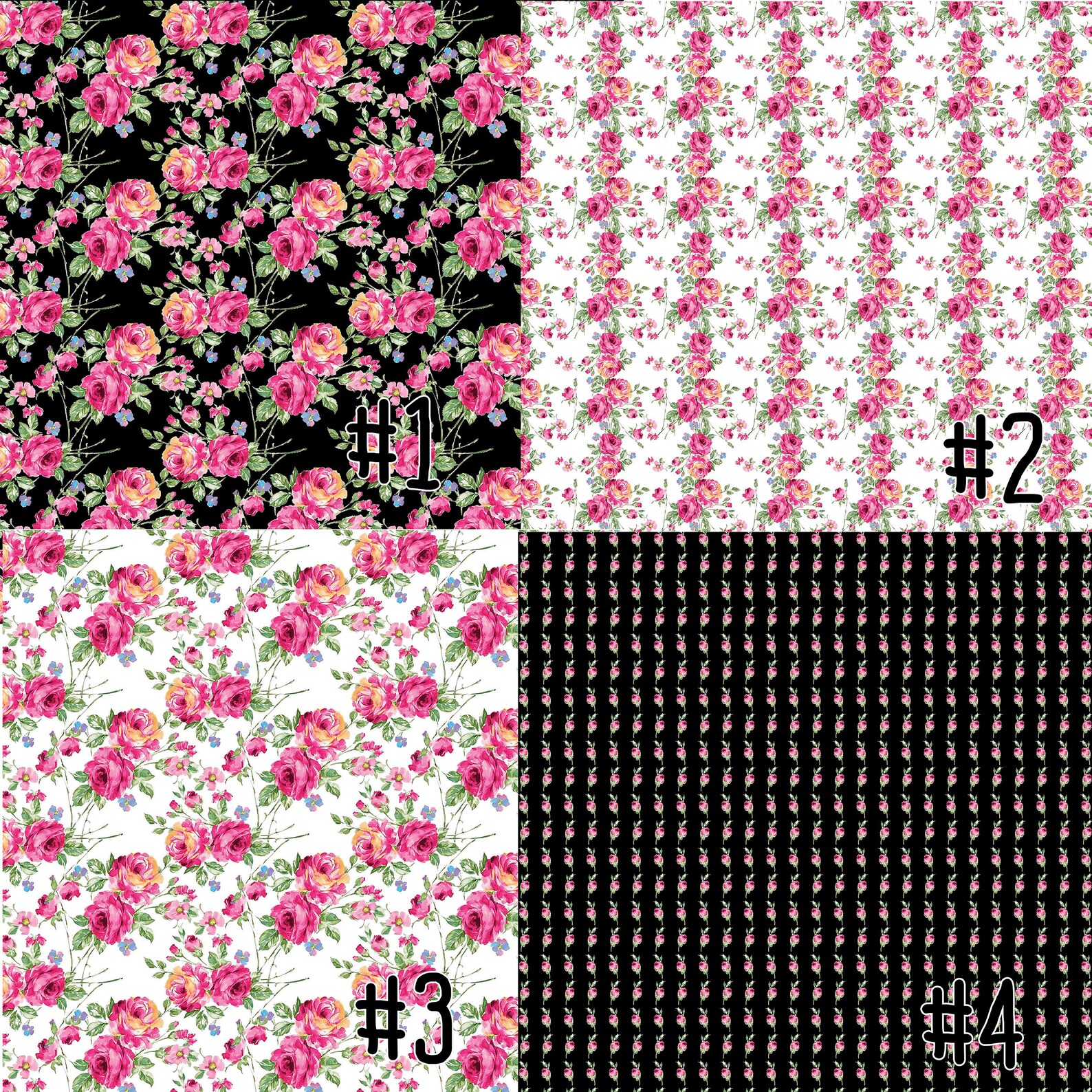 Black and Pink Print Vinyl Pink Roses Floral Print HTV - Etsy