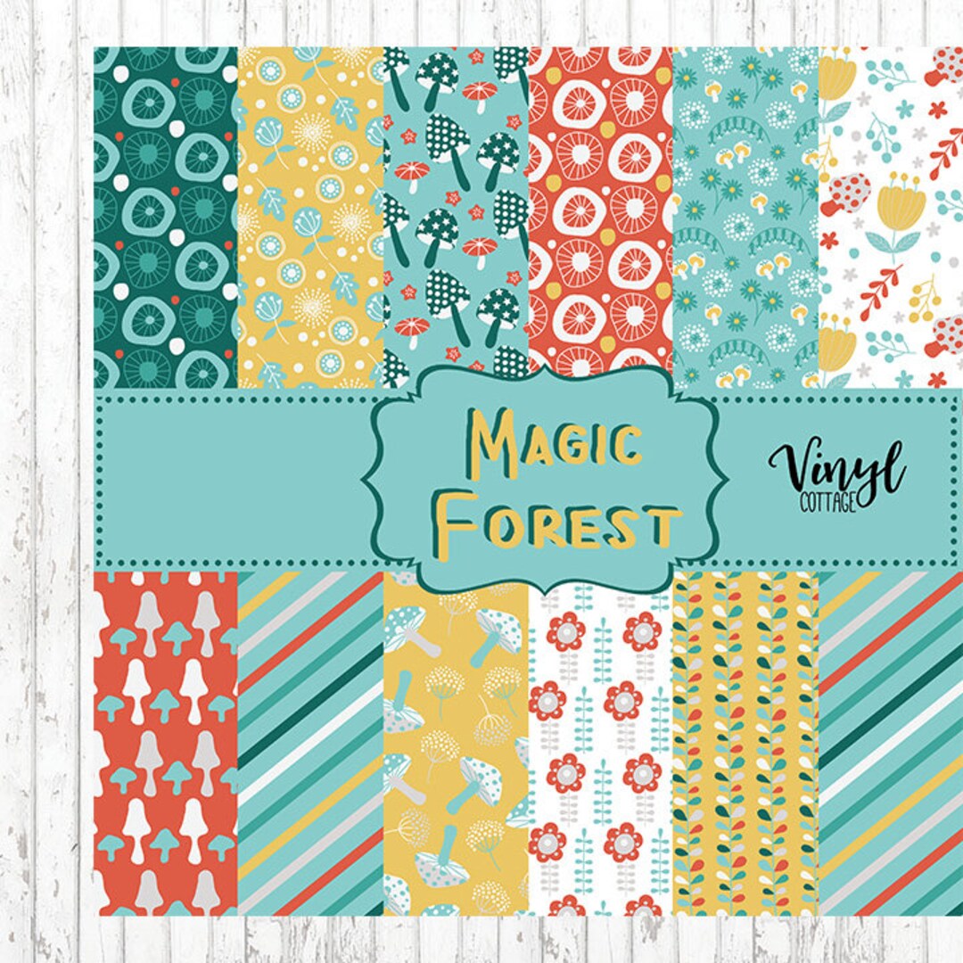 Magic Forest Print Vinyl, Woodsy Print HTV, Mushroon Pattern Heat ...