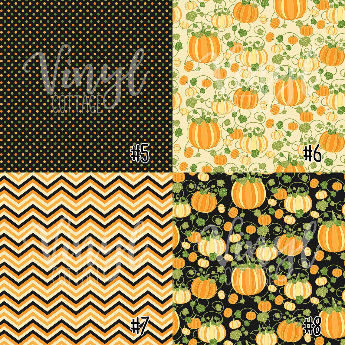 Pumpkin Print Vinyl, Fall Pumpkins Print HTV, Chevron Pattern Heat ...