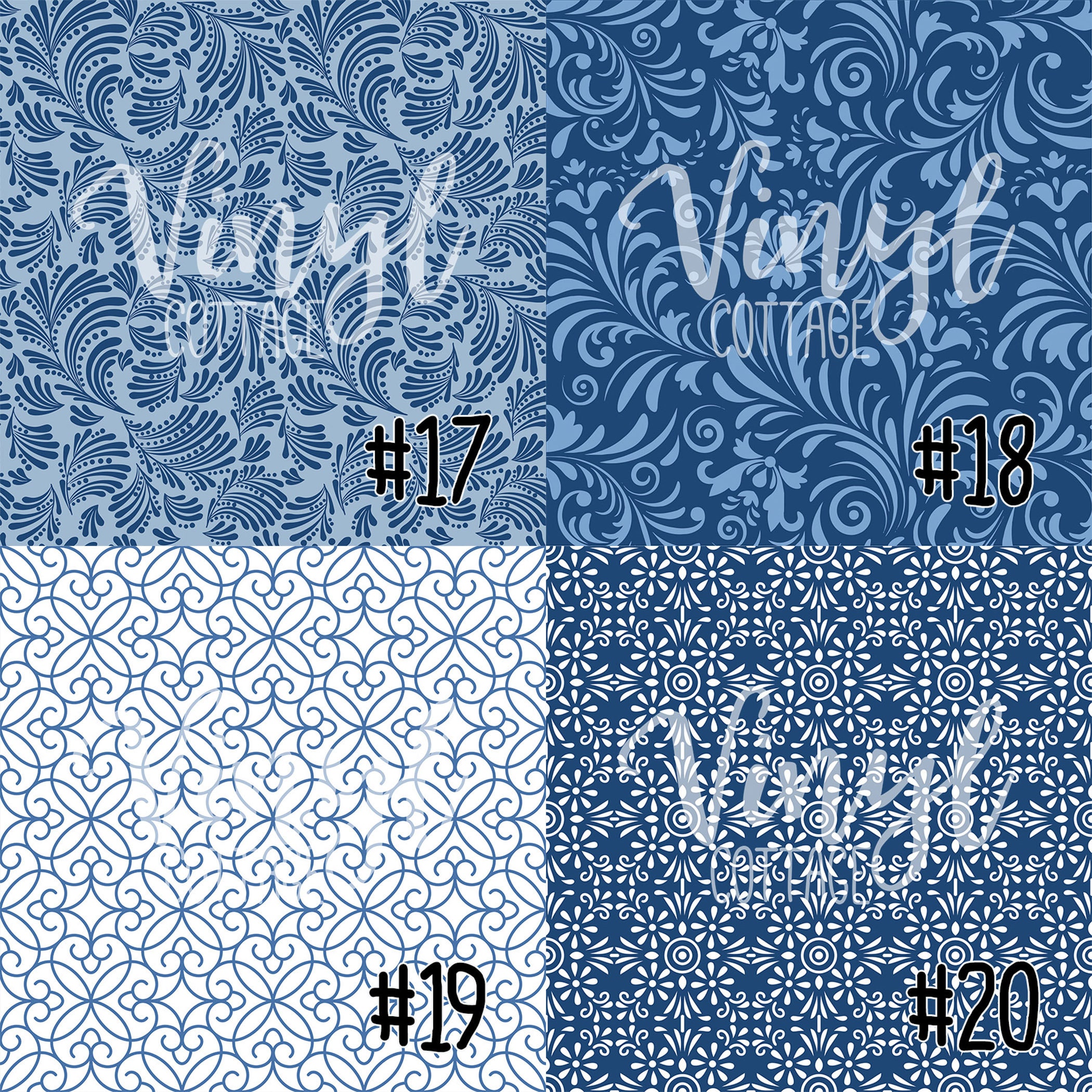 Vintage Blues Pattern Vinyl Blue Damask Heat Transfer Vinyl - Etsy