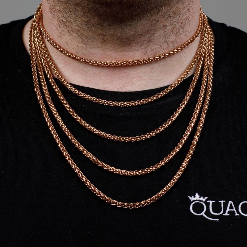 Solid Gold Wheat Chain - Etsy