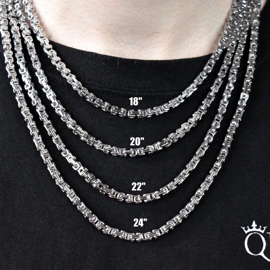 4MM Stainless Steel Royal Byzantine Chain Necklace - Etsy UK