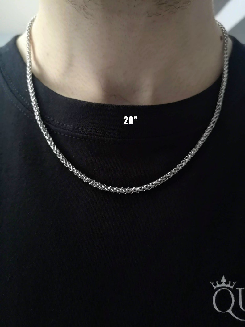 3MM Silver Wheat Chain Necklace Stainless Steel Necklace Men | Etsy UK