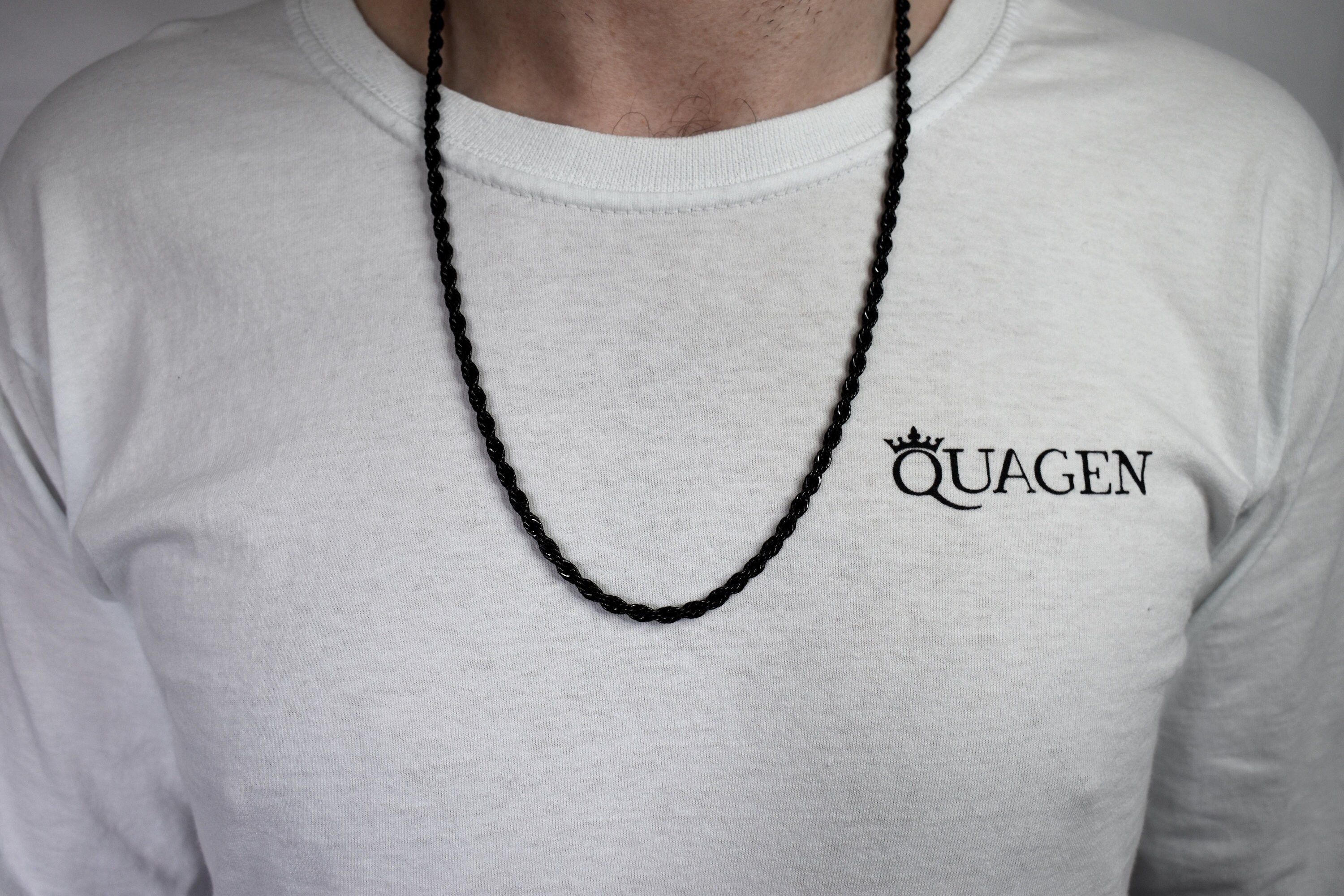 4MM Black Rope Chain Necklace Stainless Steel Necklace Men | Etsy