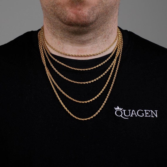 3MM 18K Gold Rope Chain Twist Necklace Chain Mens Chain Necklaces Gold Chains for Men Plated Etsy