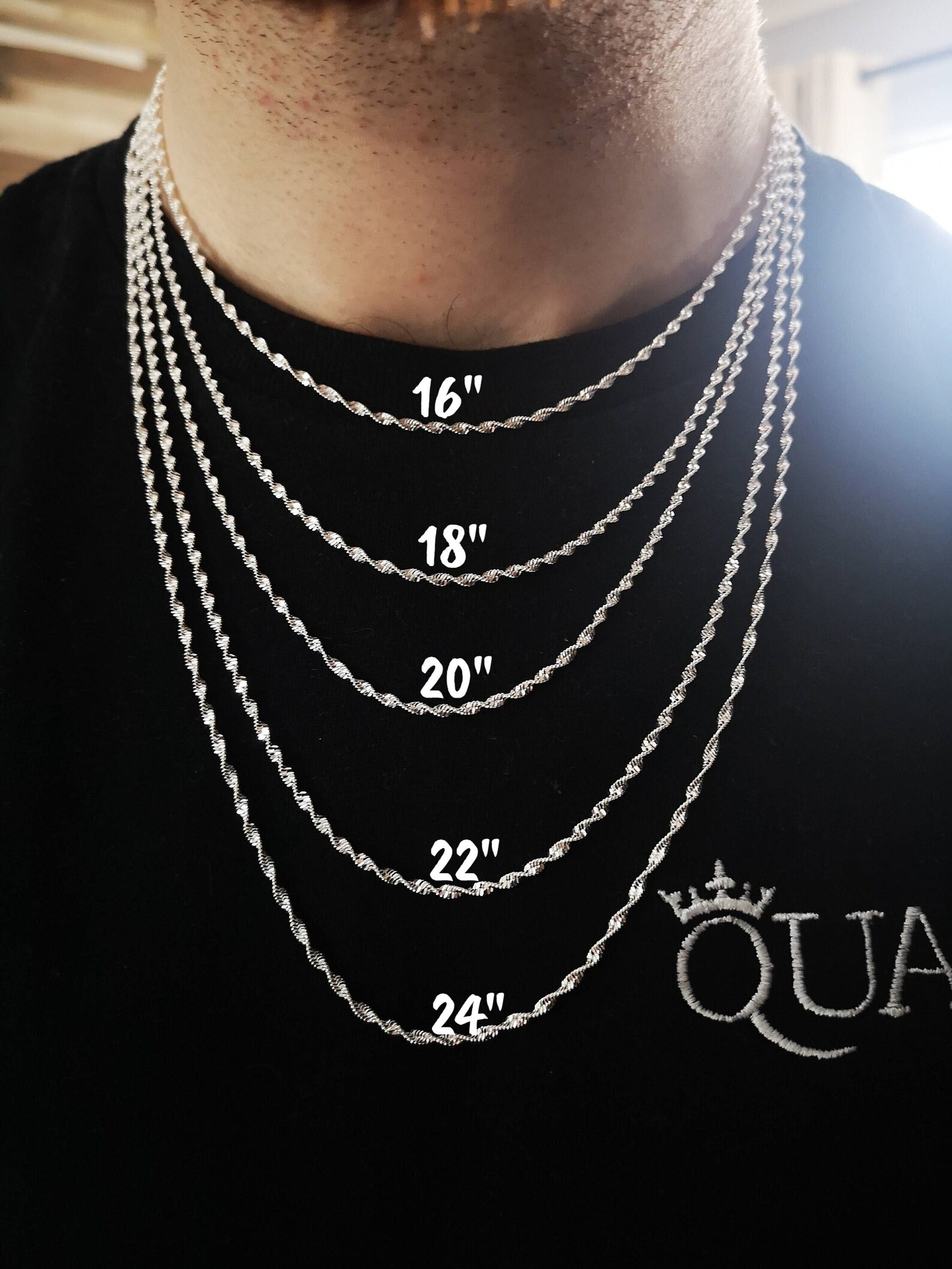 2MM Silver Water Wave Chain Necklace: Waterproof Stainless Steel - Etsy