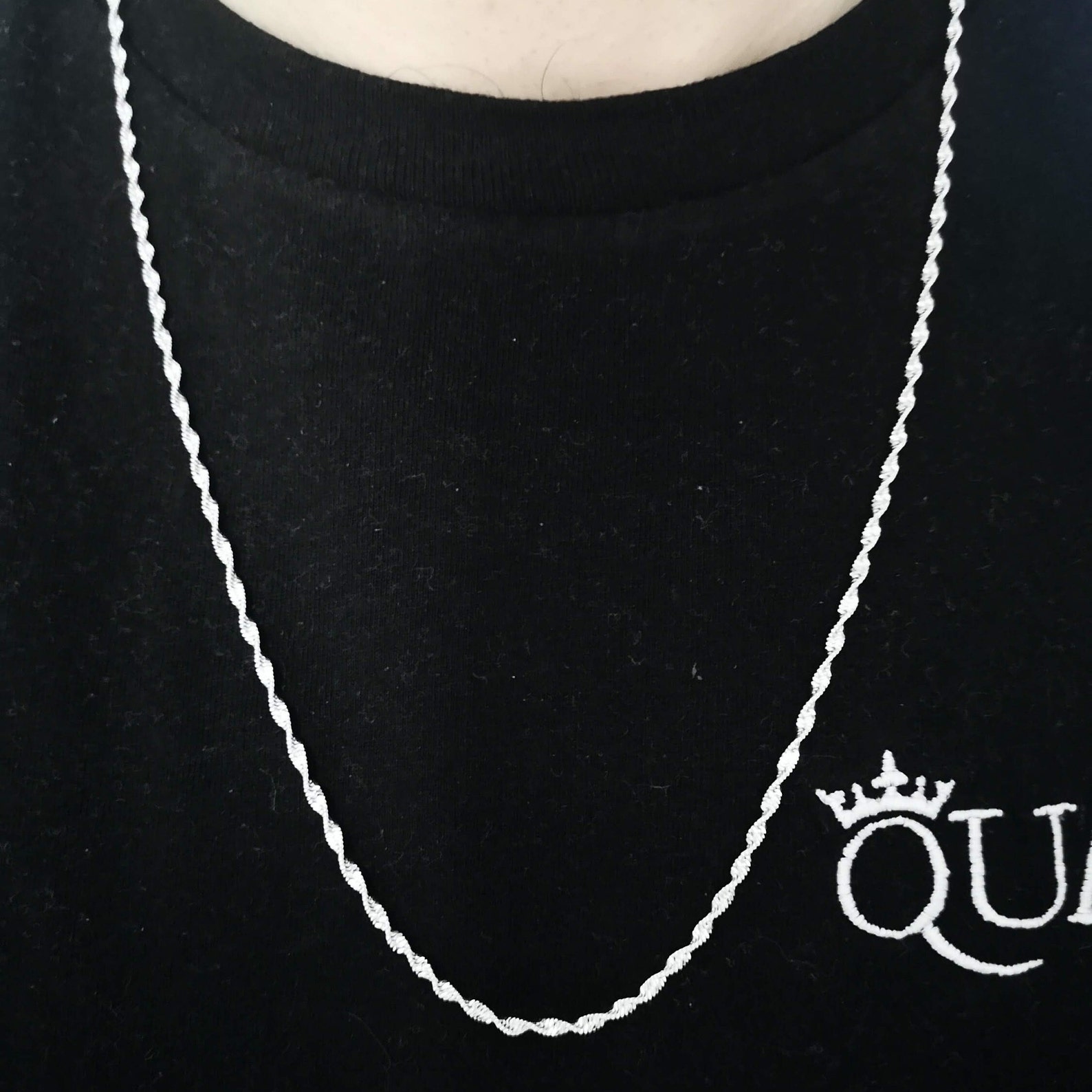 2MM Silver Water Wave Chain Necklace: Waterproof Stainless Steel - Etsy
