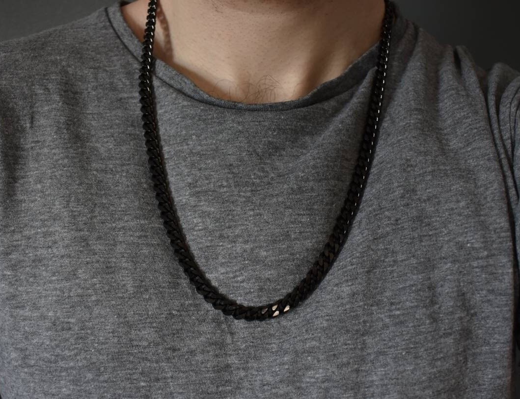 7MM Black Chain Miami Cuban Link Chain Black Cuban Link - Etsy UK