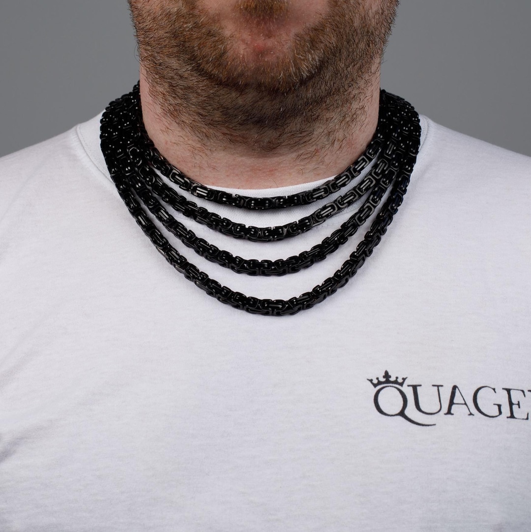 Black Royal Byzantine Chain Necklace: 316L Steel, 6MM - Etsy
