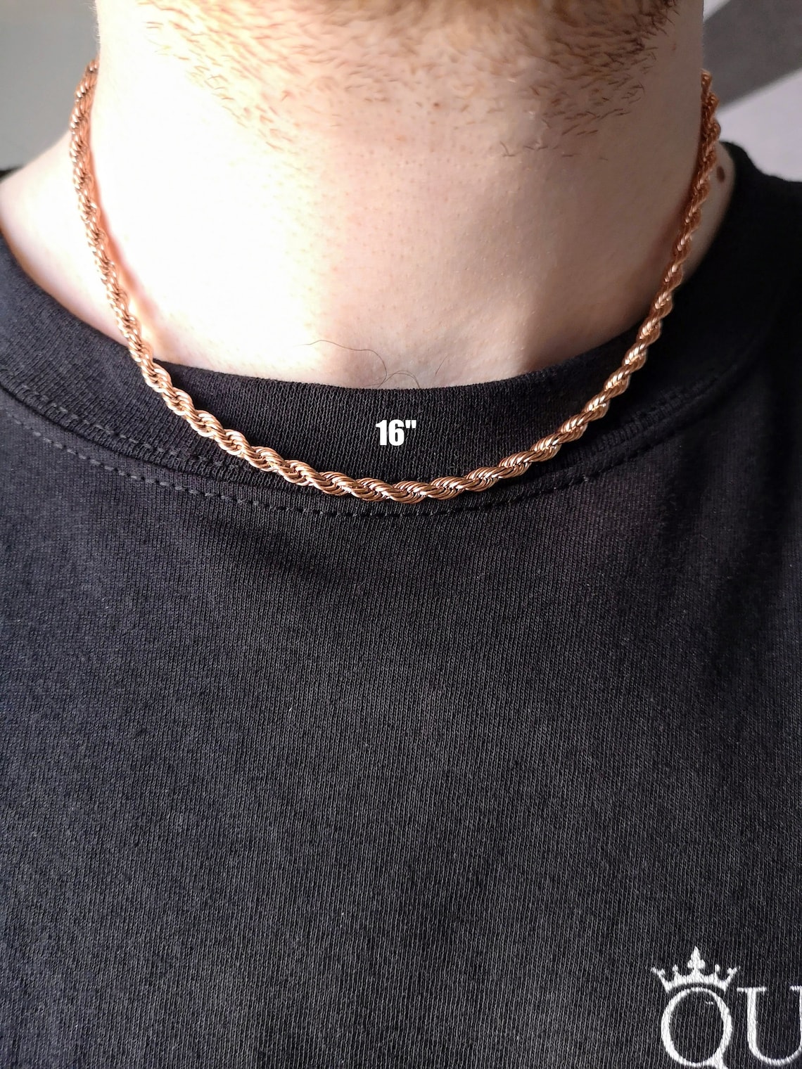 4MM 18K Rose Gold Rope Chain Necklace Stainless Steel | Etsy