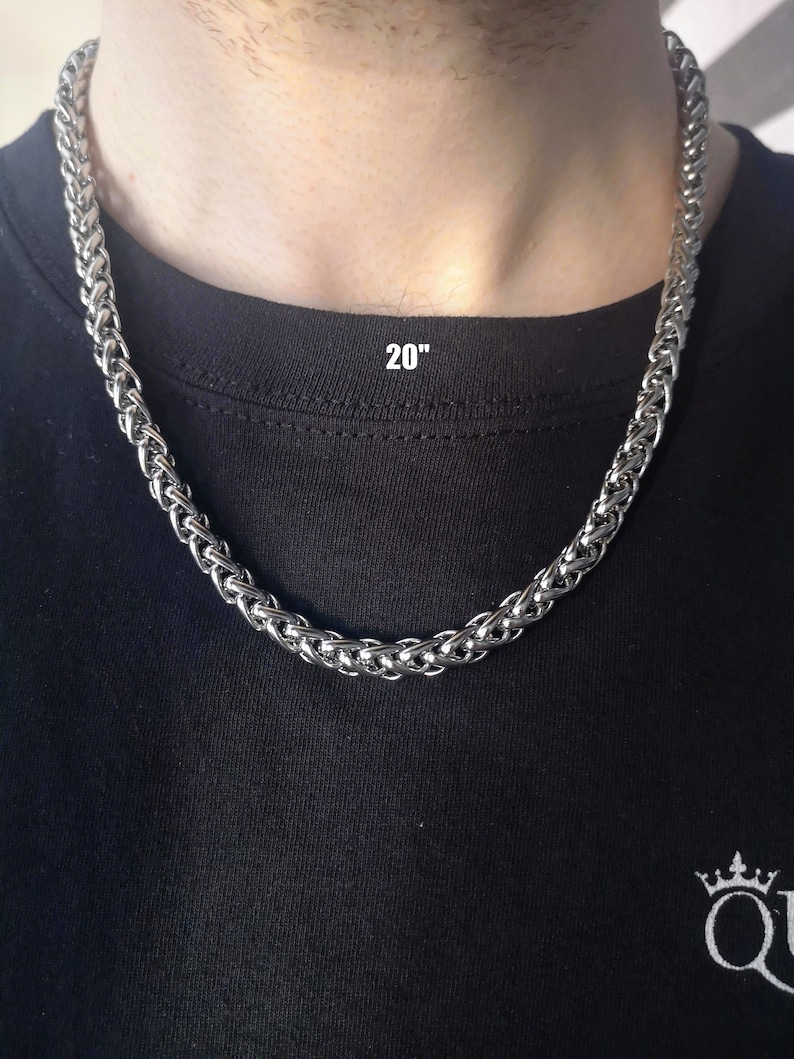 7MM Silver Wheat Chain Necklace Stainless Steel Necklace Men - Etsy