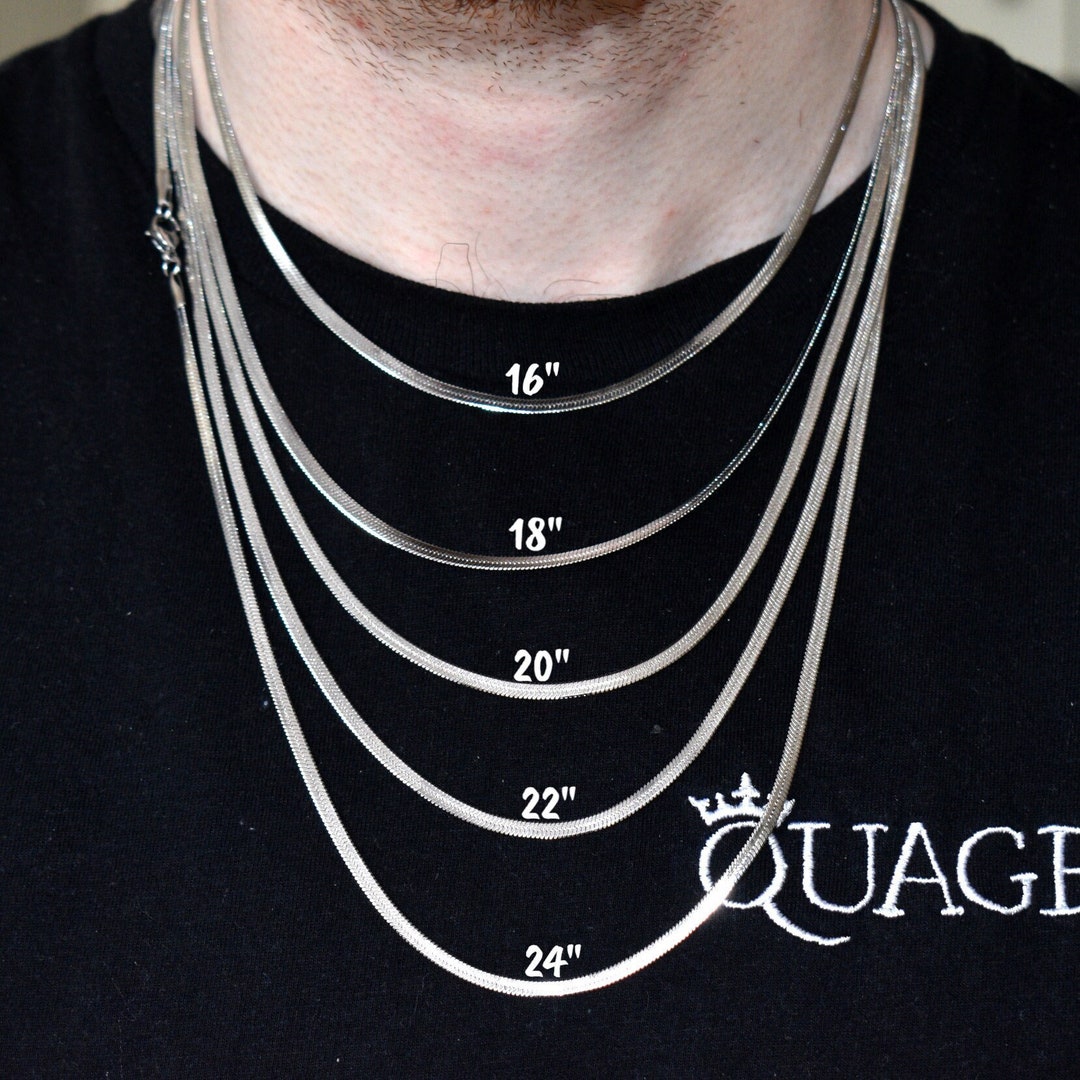 316L Silver Chain, 3MM Silver Snake Herringbone Chain Necklace Jewelry ...