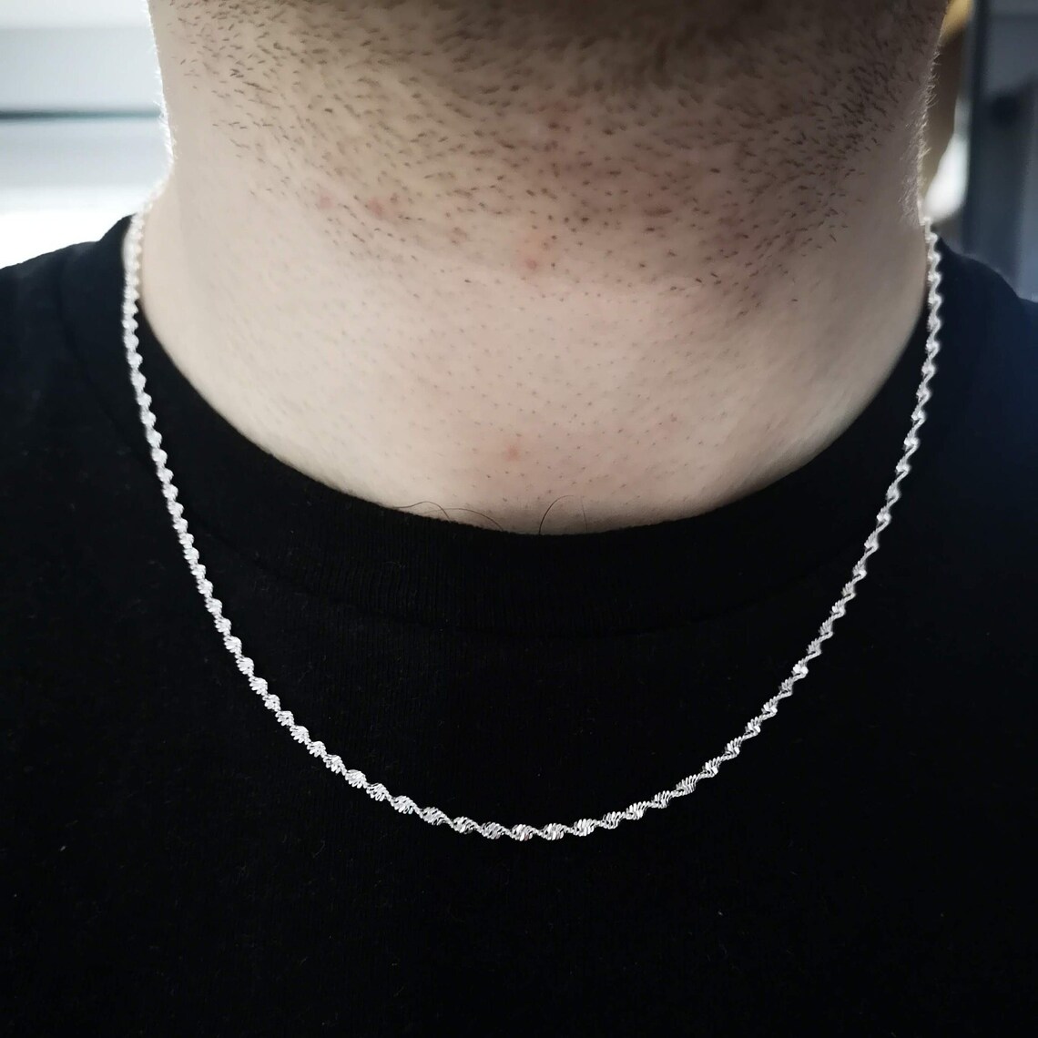 2MM Silver Water Wave Chain Necklace: Waterproof Stainless Steel - Etsy