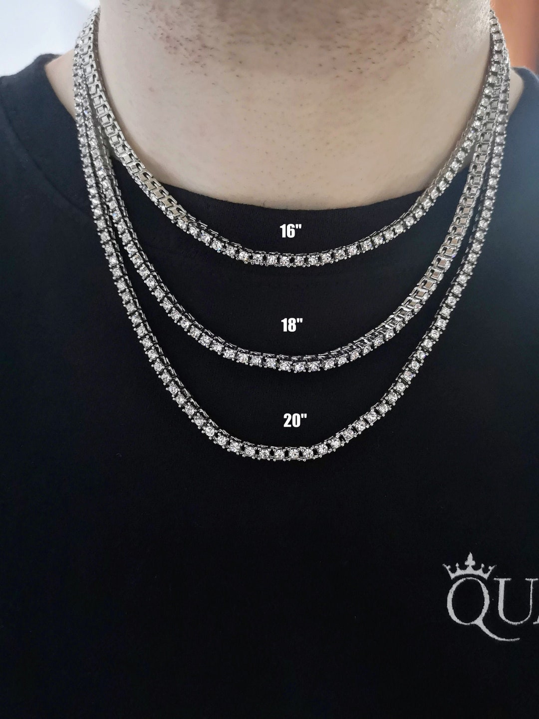 Mens Silver Chain 3MM Silver Tennis Chain Necklace Mens - Etsy