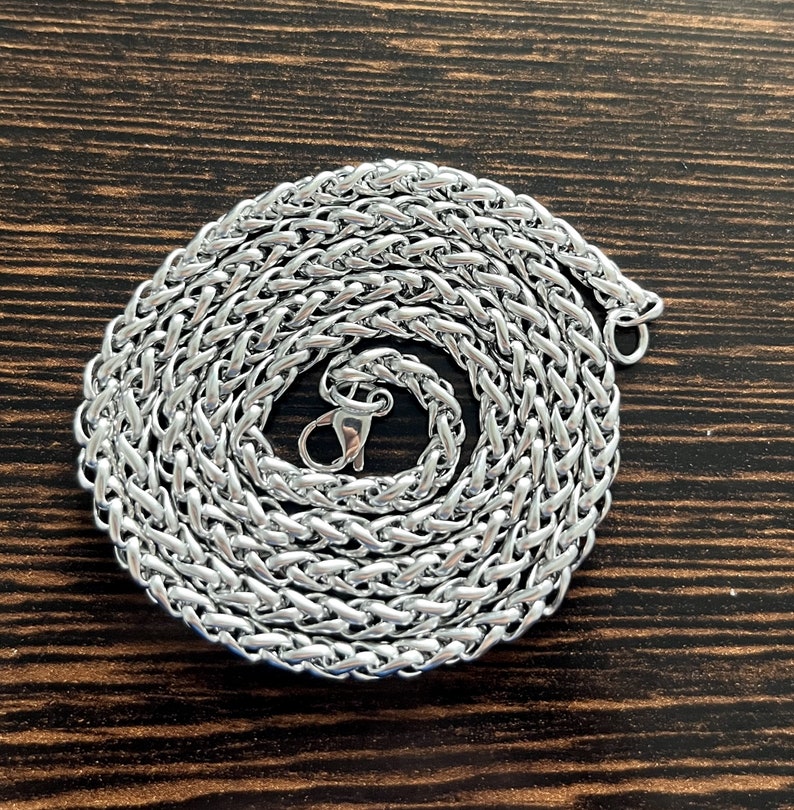 3MM Silver Wheat Chain Necklace: Stainless Steel Mens Necklace - Etsy