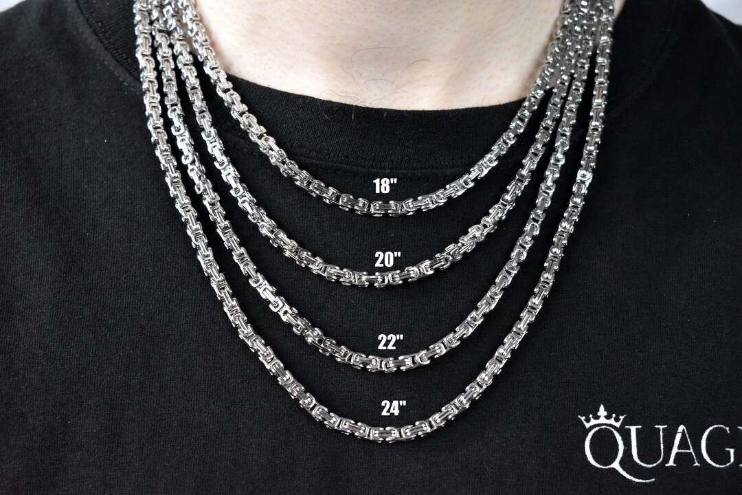 4MM Silver Royal Byzantine Chain Necklace 316L Stainless - Etsy UK