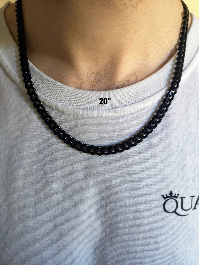 7MM Black Chain Miami Cuban Link Chain Black Cuban Link - Etsy UK