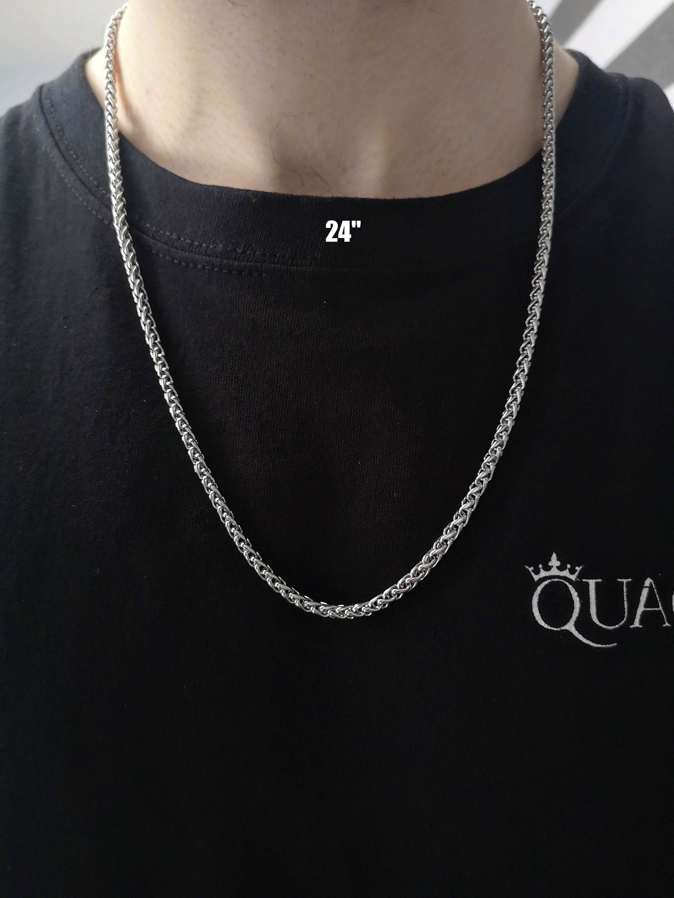 4MM Silver Wheat Chain Necklace Stainless Steel Necklace Men | Etsy UK