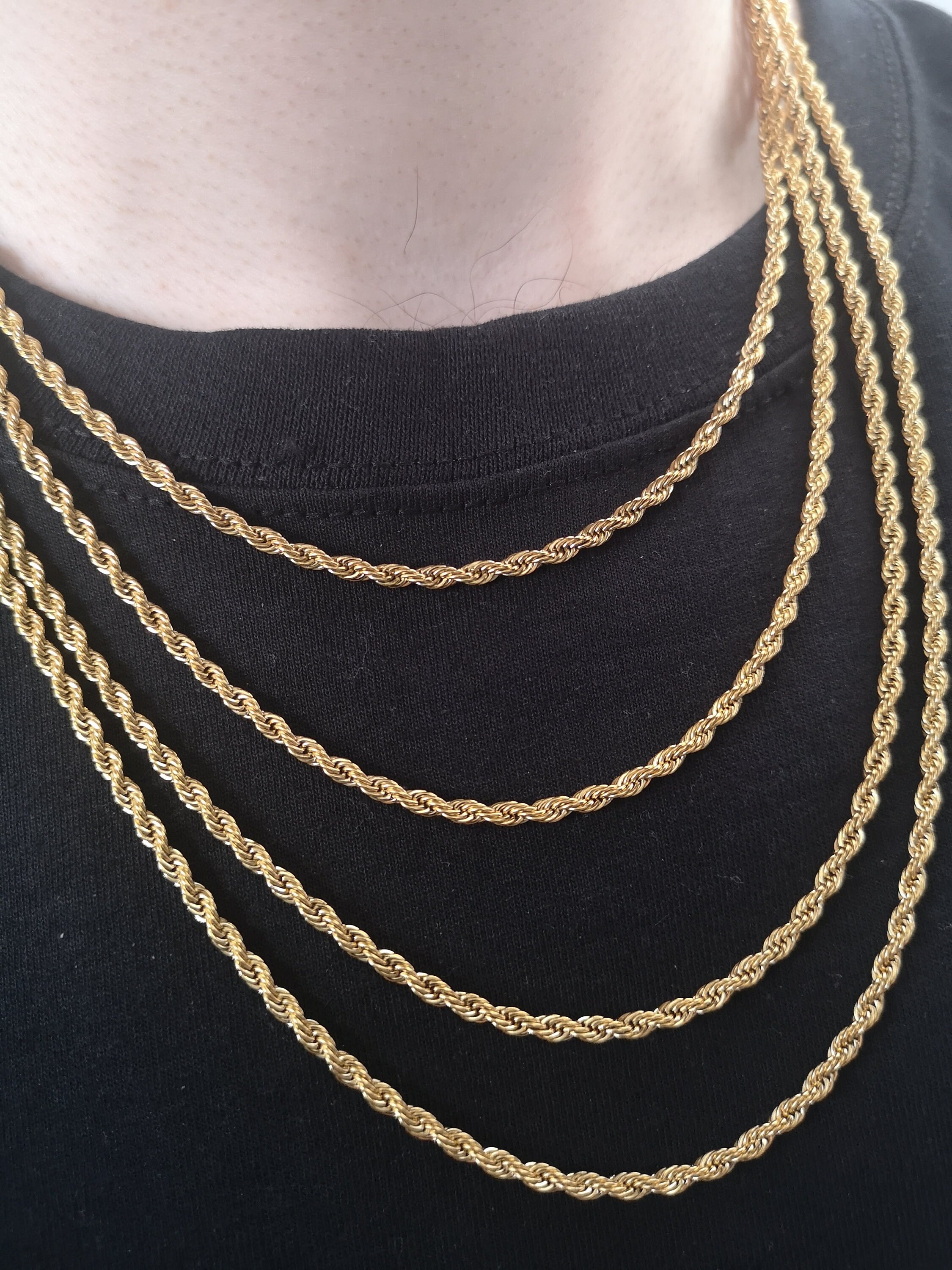 3MM 18K Gold Rope Chain Twist Necklace Chain Mens Chain | Etsy