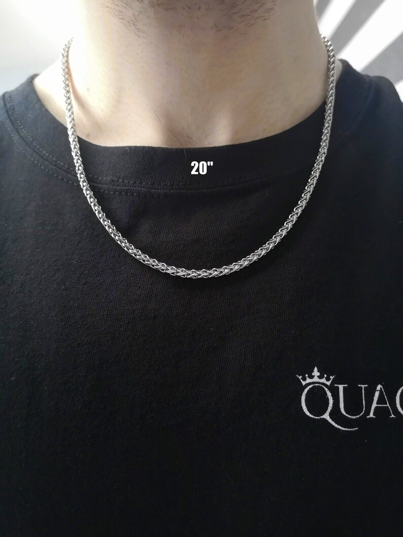 4MM Silver Wheat Chain Necklace Stainless Steel Necklace Men - Etsy UK