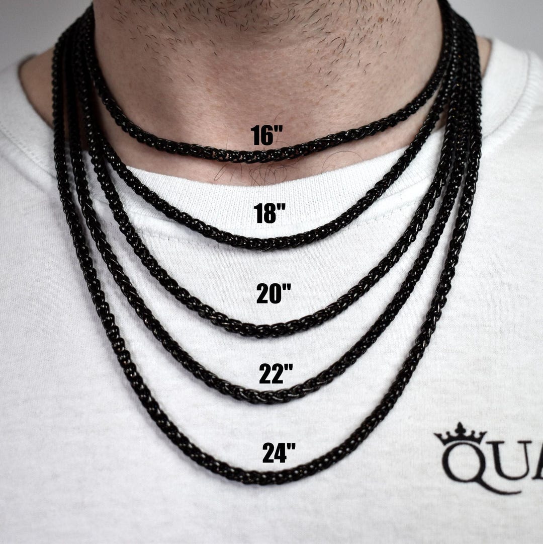 4MM Black Wheat Chain Necklace: Stainless Steel Mens Necklace - Etsy UK