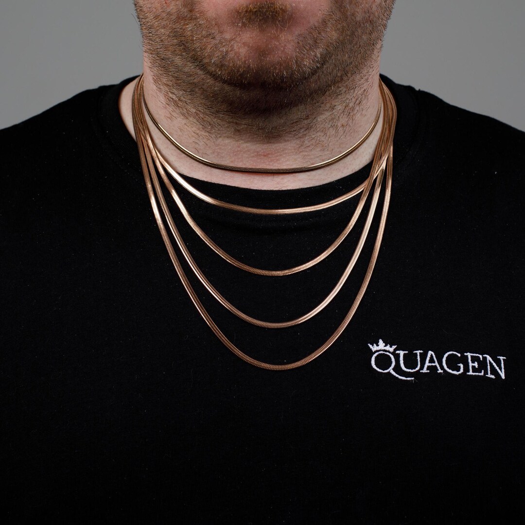 3MM Rose Gold Snake Chain Necklace: Stainless Steel Herringbone - Etsy